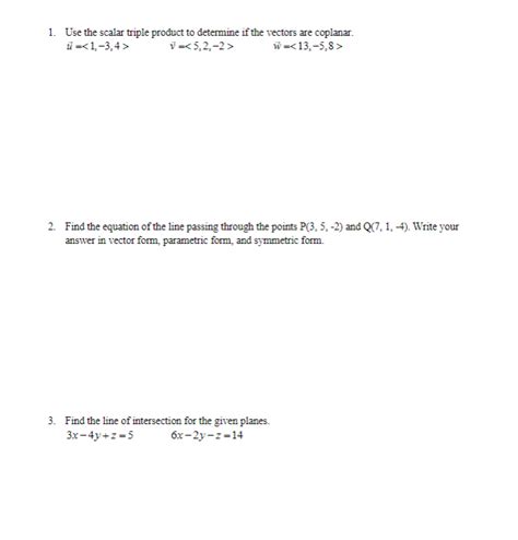 Solved Use The Scalar Triple Product To Determine If The Chegg