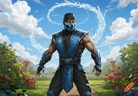 Simpsons Style Sub Zero From Mortal Kombat Surrounded By A Blue Ice