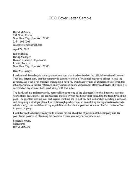Ceo Cover Letter Examples