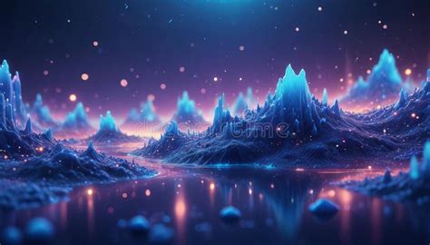 3d Rendering Science Fiction Background Of Glowing Particles Stock