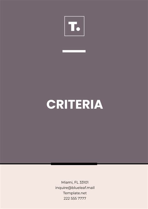 Free Criteria Templates To Edit Online