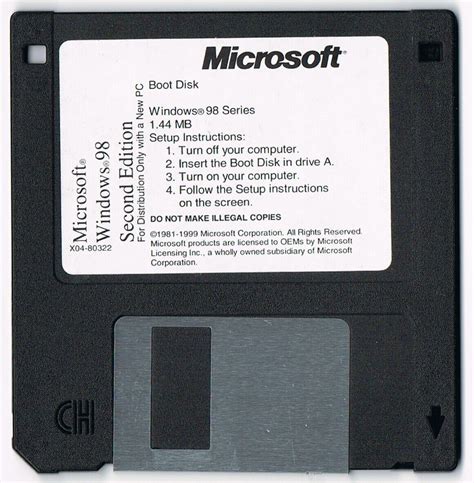 1 Original Windows 98 Second Edition 98se Boot Disk Diskette Tested