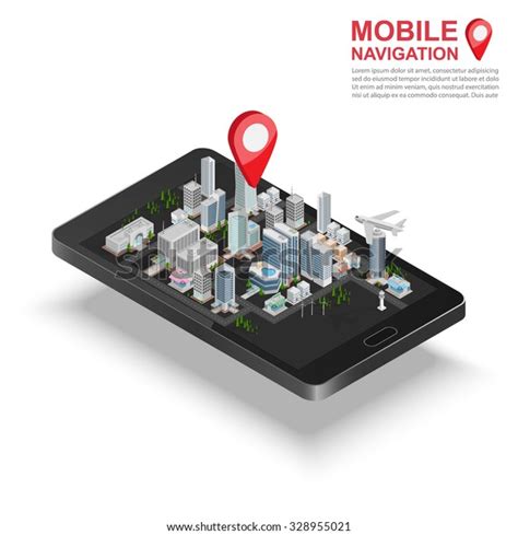 3d Isometric Mobile Gps Navigation Concept Stock Vector Royalty Free