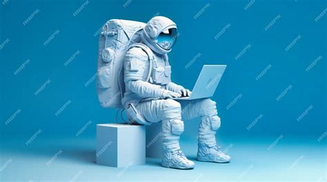 Premium Ai Image An Astronaut Wearing Spacesuit Is Using His Computer
