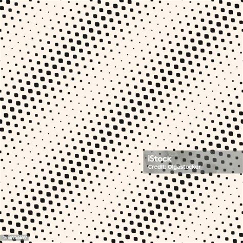 Vector Halftone Seamless Pattern With Diagonal Gradient Transition Effect Stock Illustration