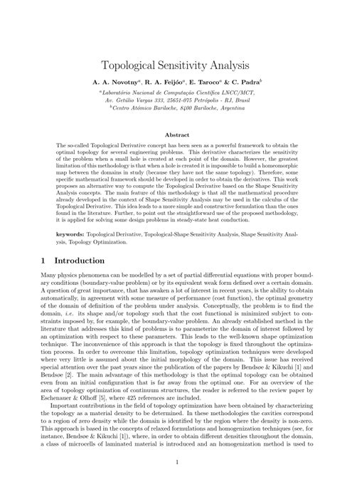 Pdf Topological Sensitivity Analysis
