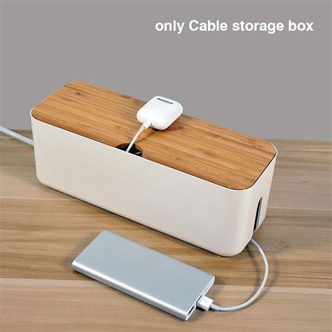 Cable Box Organizer Cable Management Box Wooden Style Cord Organizer