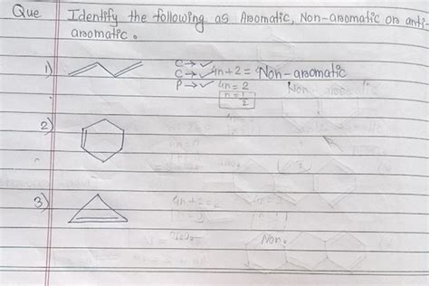 Que Identify The Following As Aromatic Non Aromatic Or Antiaromatic1
