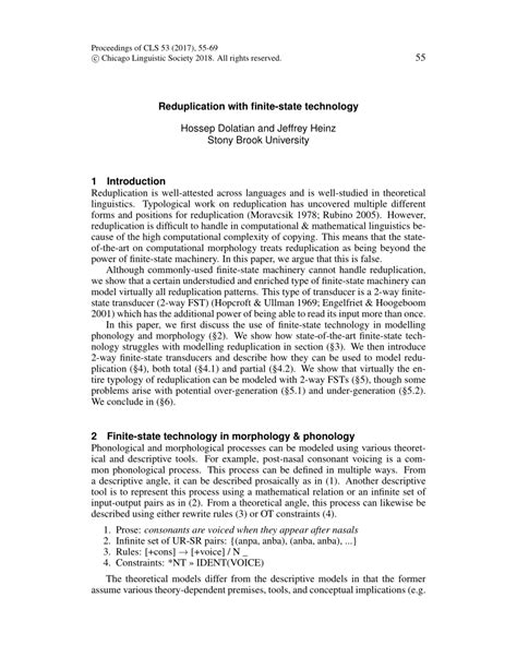 Pdf Reduplication With Finite State Technology