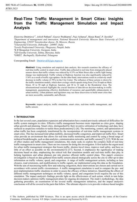 pdf real time traffic management in smart cities insights from the