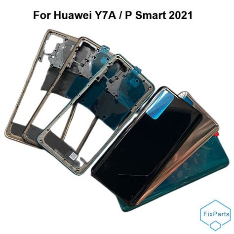 For Huawei Y7A Middle Frame Front Bezel Lcd Holder Metal Back Battery Cover Glass Housing Rear