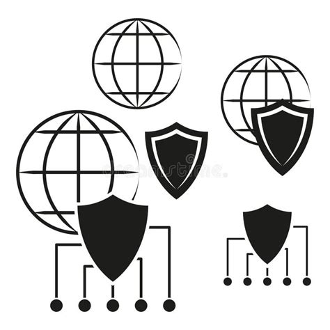 Global Network Icon Vector Shield Design Internet Security Symbol