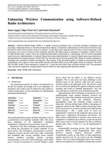 Enhancing Wireless Communication Using Software Defined Radio Architecture Pdf