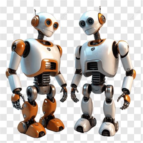Two Friendly Robots Talking 3d Rendering Clipart Illustration Two Friendly Robots Talking 3d