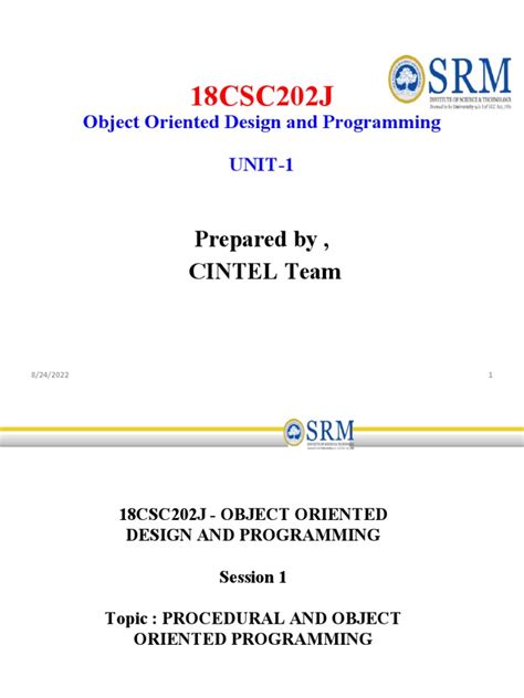 Oodp Unit 1 Pdf Class Computer Programming Variable Computer