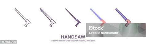 현실적인 쇠톱 아이콘의 벡터 집합입니다 정원용 톱 톱 그림 금속 목재 및 폭기 콘크리트 벡터 그림 Diy에 대한 스톡 벡터 아트 및 기타 이미지 Istock