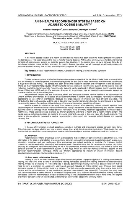 Pdf An E Health Recommender System Based On Adjusted Cosine Similarity