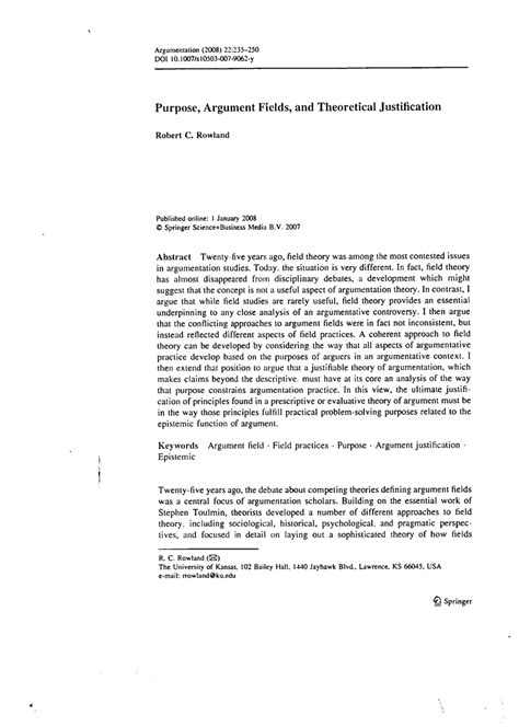Pdf Purpose Argument Fields And Theoretical Justification