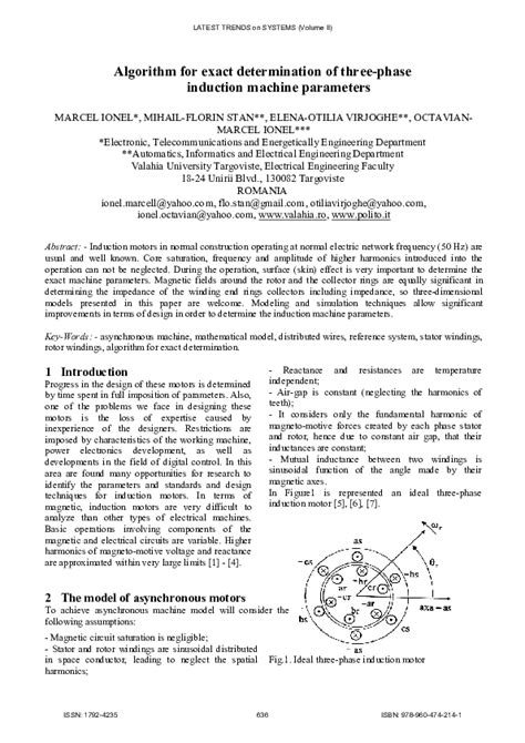 Pdf Algorithm For Exact Determination Of Three Phase Induction Machine Parameters