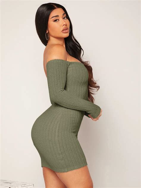 Shein Sxy Off Shoulder Single Breasted Bodycon Dress Shein Usa