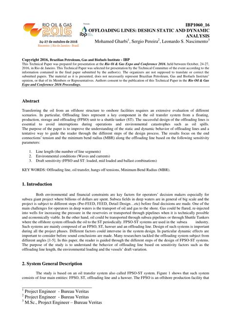 Pdf Offloading Lines Design Static And Dynamic Analysis