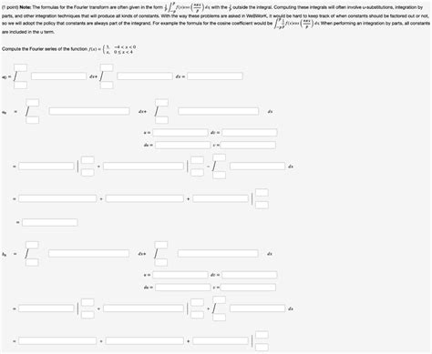 Solved 1 Point Note The Formulas For The Fourier