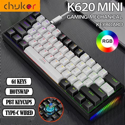 K620 Mini Gaming Mechanical Keyboard 61 Keys RGB Hotswap Type C Wired Gaming Keyboard PBT
