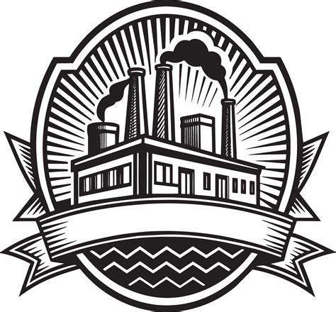 Ilustración De Un Fábrica Y Industria Logo Diseño Negro Y Blanco