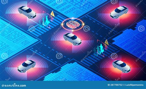 Ai Applied To Self Driving Or Autonomous Vehicles 3d Illustration Stock Illustration