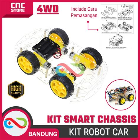 jual kit smart chassis 4wd robot car mobil kompatibel dengan arduino dan raspberry pi shopee