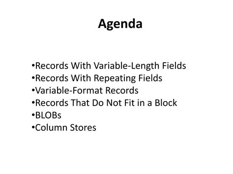 Ppt Cs 255 Database System Principles Slides Variable Length Data