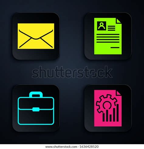 Set Document Graph Chart Envelope Briefcase Stock Vector Royalty Free