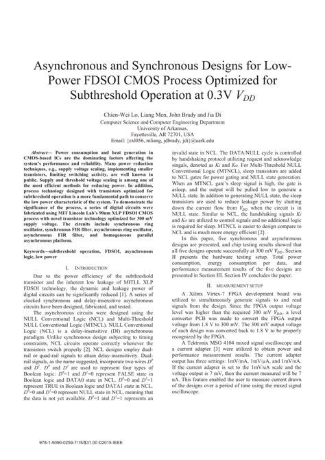 pdf asynchronous and synchronous designs for low power fdsoi cmos process optimized for