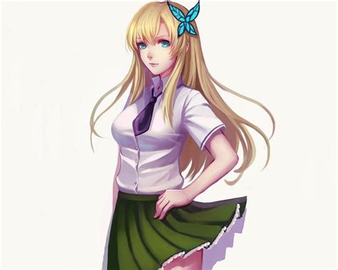 Blonde Anime Girl With Green Eyes Stock Vektorgrafik „a Set Of Cute