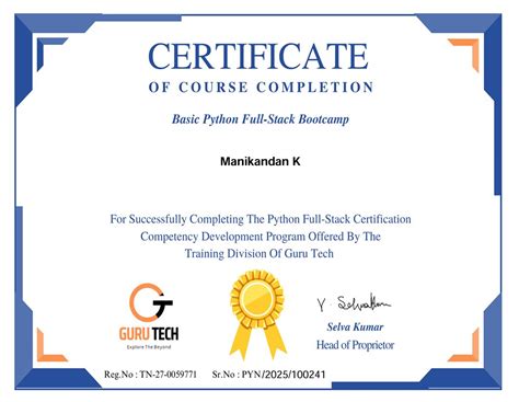 Manikandan K On Linkedin Im Happy To Share This Basic Python Full Stack Bootcamp Certificate
