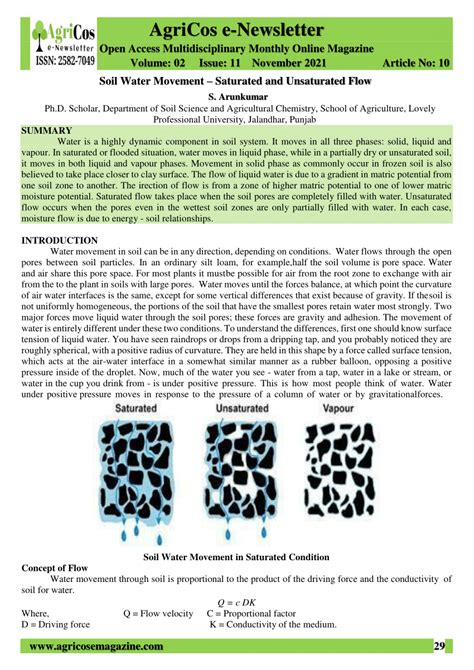 PDF Soil Water Movement Saturated And Unsaturated Flow