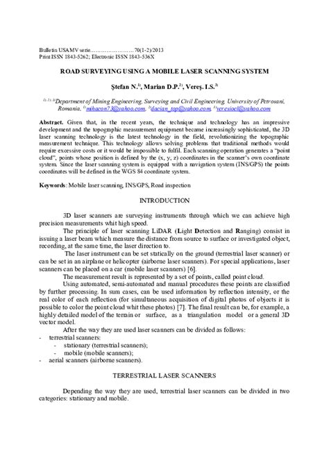 Doc Road Surveying Using A Mobile Laser Scanning System