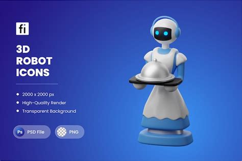 premium psd 3d illustration robot waiter