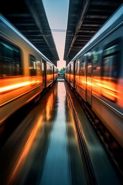 Premium Ai Image Mesmerizing Train Photography Motion Blur Reflection Speed Cinematic Ai