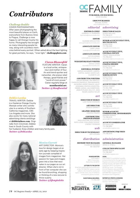 Magazine Credits Page Design