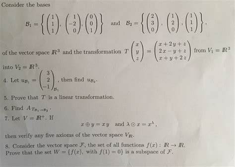 Solved Consider The Bases Of The Vector Space R3 And The Chegg Com
