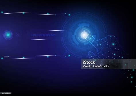 검지 손가락이 버튼을 누르거나 누르는 3d 손 진한 파란색의 동작 또는 제스처 개념 추상 벡터 이미지는 별이 빛나는 하늘처럼