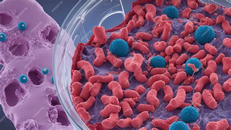 Detailed Microscopic View Of Cells And Microorganisms In A Laboratory Setting Premium Ai