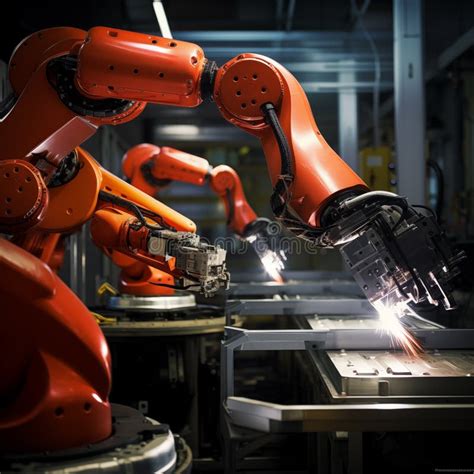 Heavy Automation Robot Arm Machine Working In Smart Factory Generative Ai Stock Illustration