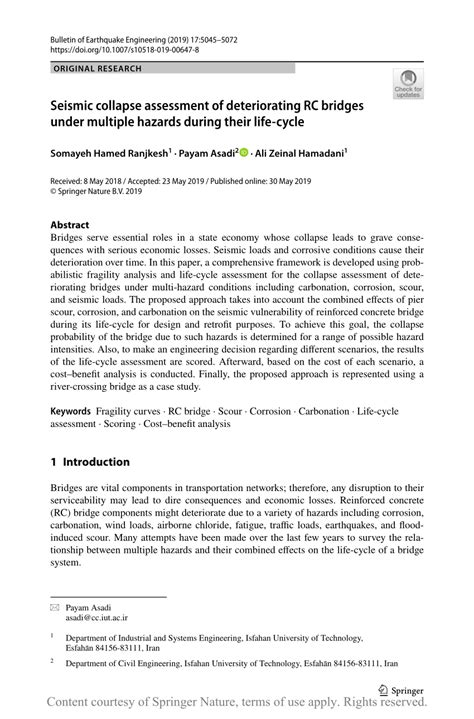 Seismic Collapse Assessment Of Deteriorating Rc Bridges Under Multiple