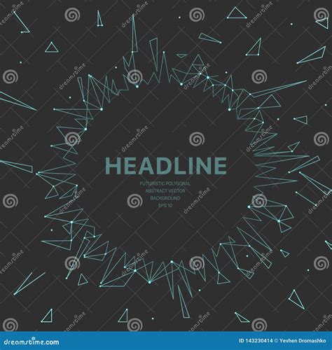 Polygonal Wireframe Mesh Futuristic With Circle Frame Concept Sign On Blue Background Vector