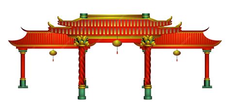 Premium Vector Chinese Red Gate And Pillars With Gold Decoration
