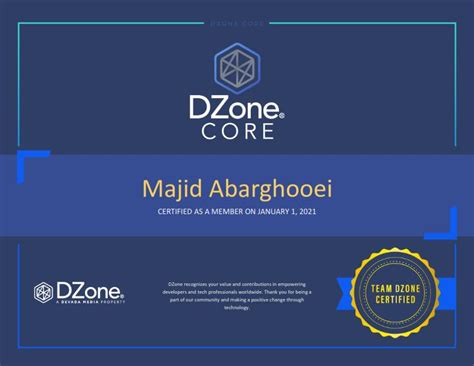 majid abarghooei on linkedin today i received my dzone core