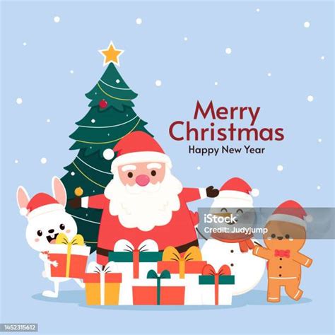 파스텔에 격리된 만화 크리스마스 삽화 선물 선물이 든 가방 손을 흔들며 인사하는 재미있는 행복한 산타클로스 캐릭터 크리스마스 카드 배너 가방에 대한 스톡 벡터 아트 및 기타