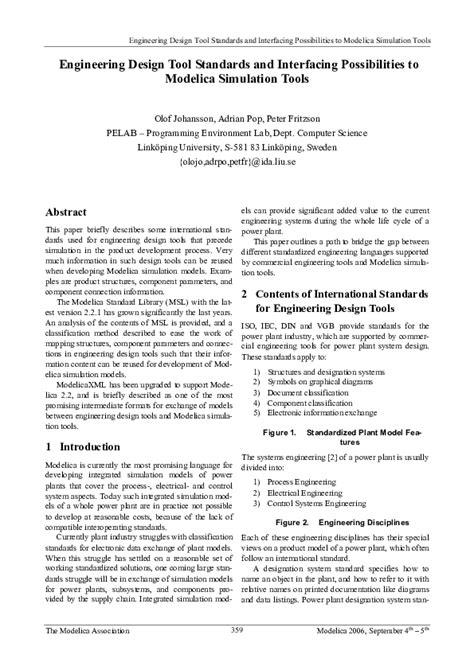 Pdf Engineering Design Tool Standards And Interfacing Possibilities To Modelica Simulation Tools